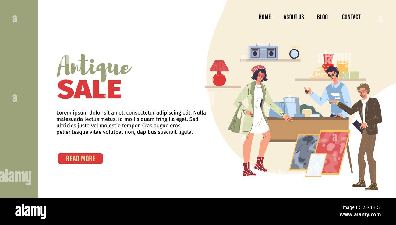 Flat cartoon characters sales online shopping vector illustration ...