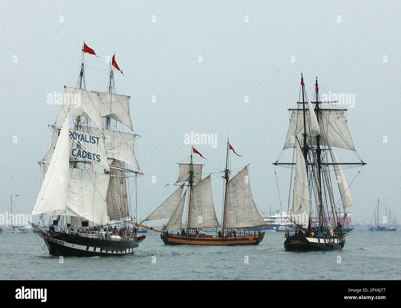 TS ROYALIST AND TALL SHIPS RE ENACT THE BATTLE OF TRAFALGAR AT ...