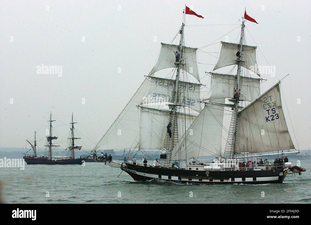 TS ROYALIST AND TALL SHIPS RE ENACT THE BATTLE OF TRAFALGAR AT ...