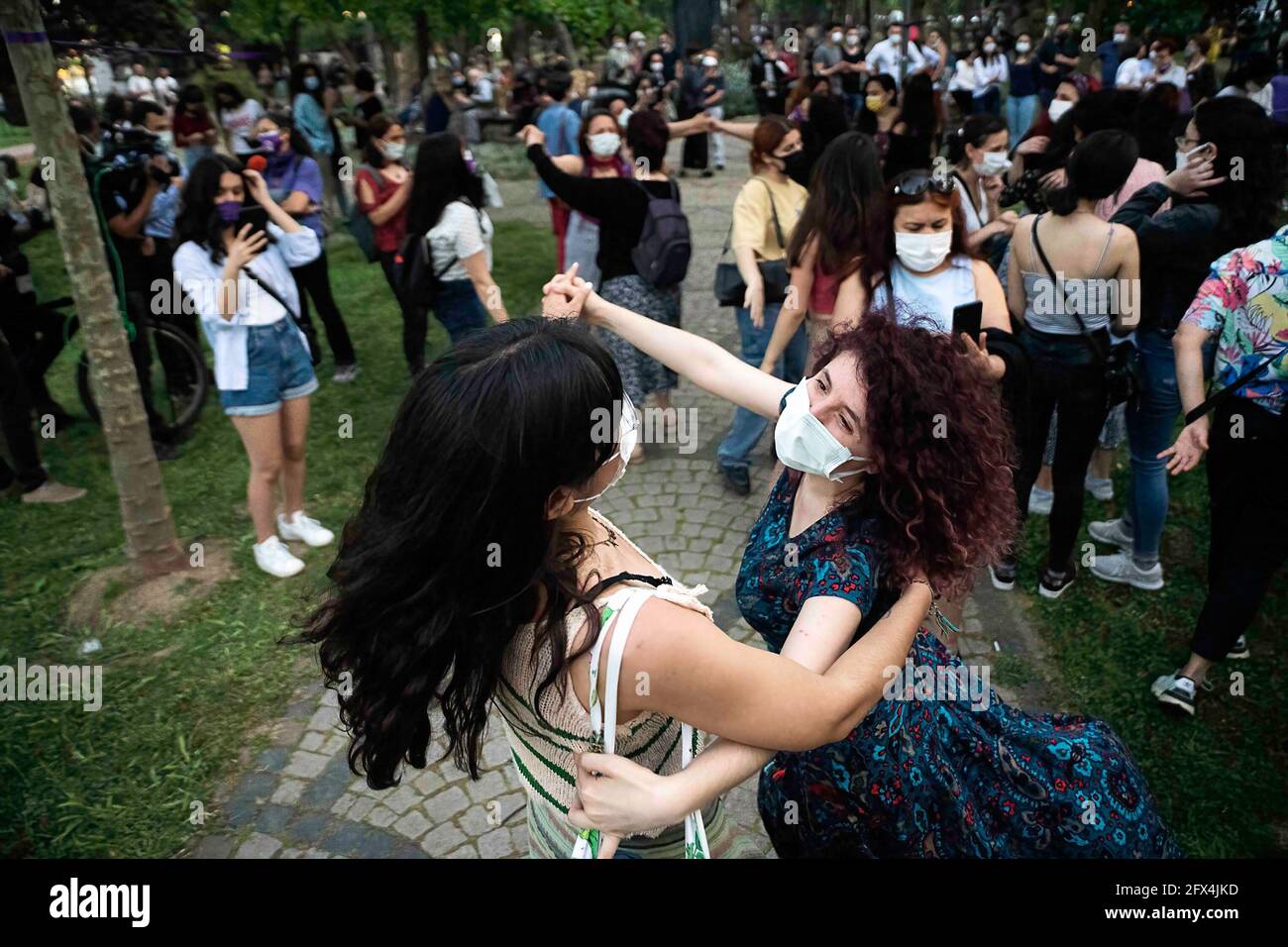 Istanbul, Turkey. 24th May, 2021. Protesters seen dancing during the ...