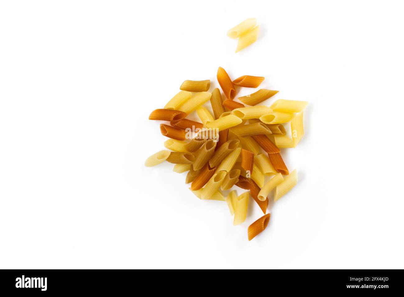 handful of colored pasta on white isolated background Stock Photo - Alamy
