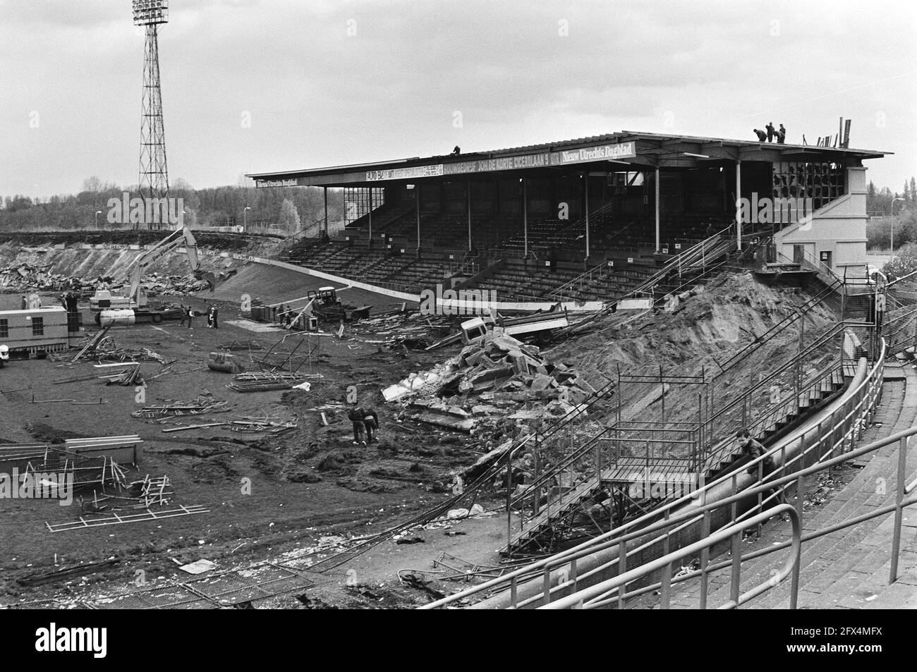 Demolition of FC Utrecht Galgenwaard soccer stadium in full swing ...