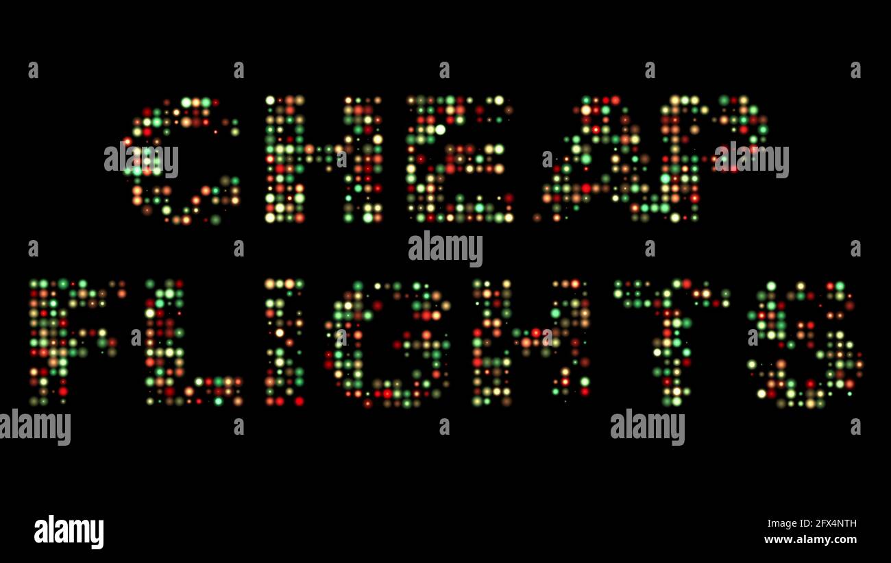 Cheap flights colorful led sign Stock Photo - Alamy