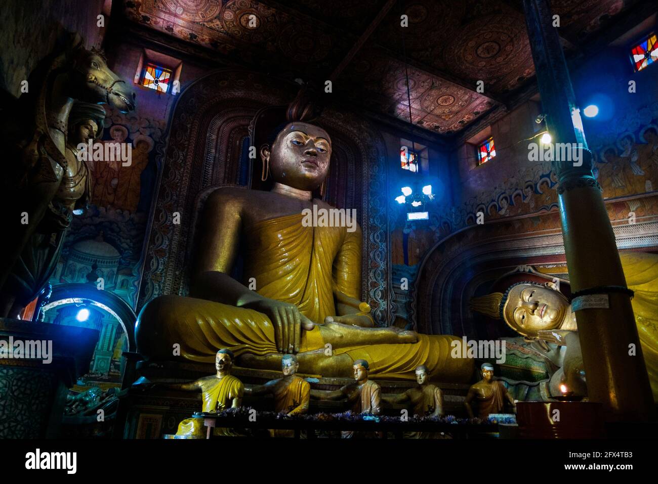 Dikwella, Wewurukannala Vihara Temple, Sri Lanka: interior room with a ...