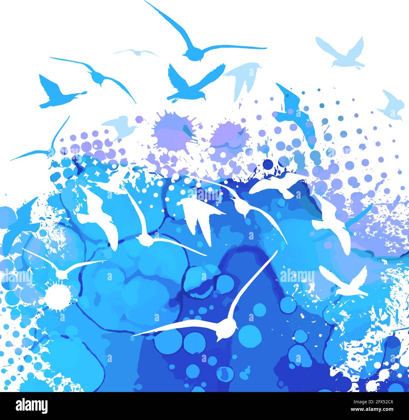 Abstraction of sea and seagulls. sea background . Vector illustration ...