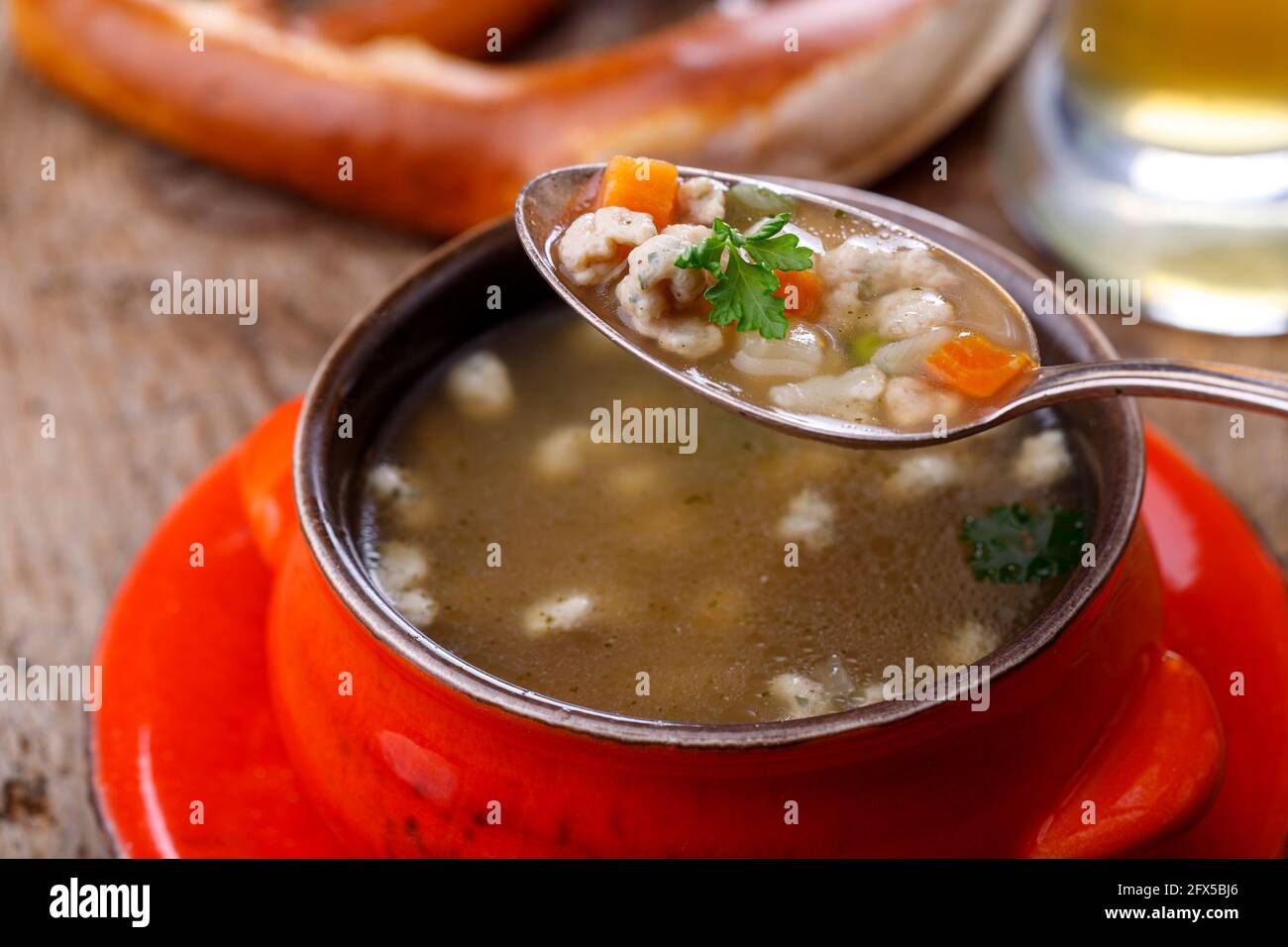 Liver spaetzle soup hi-res stock photography and images - Alamy