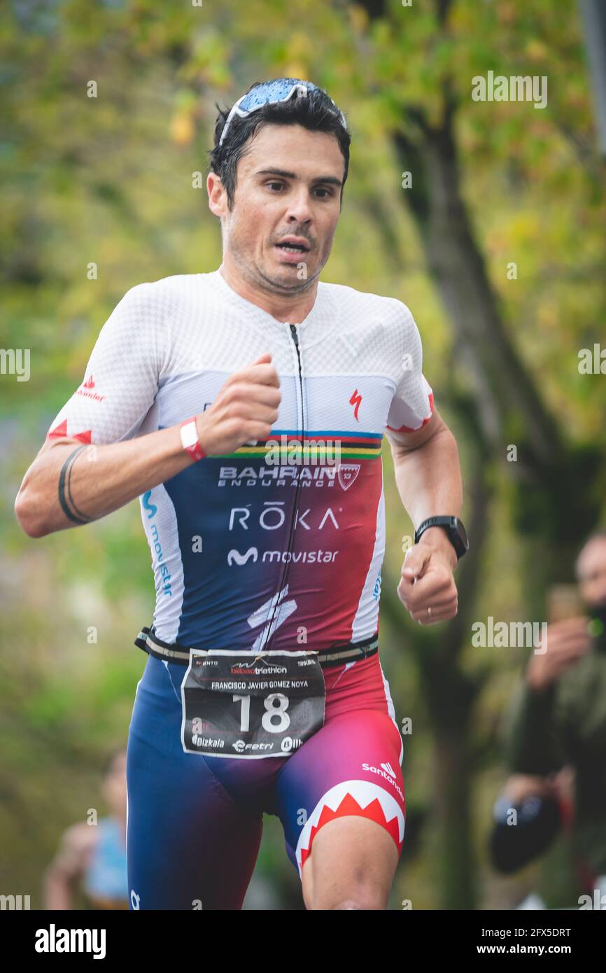 Javier Gomez Noya competing in the 2020 Bilbao Triathlon Stock Photo ...