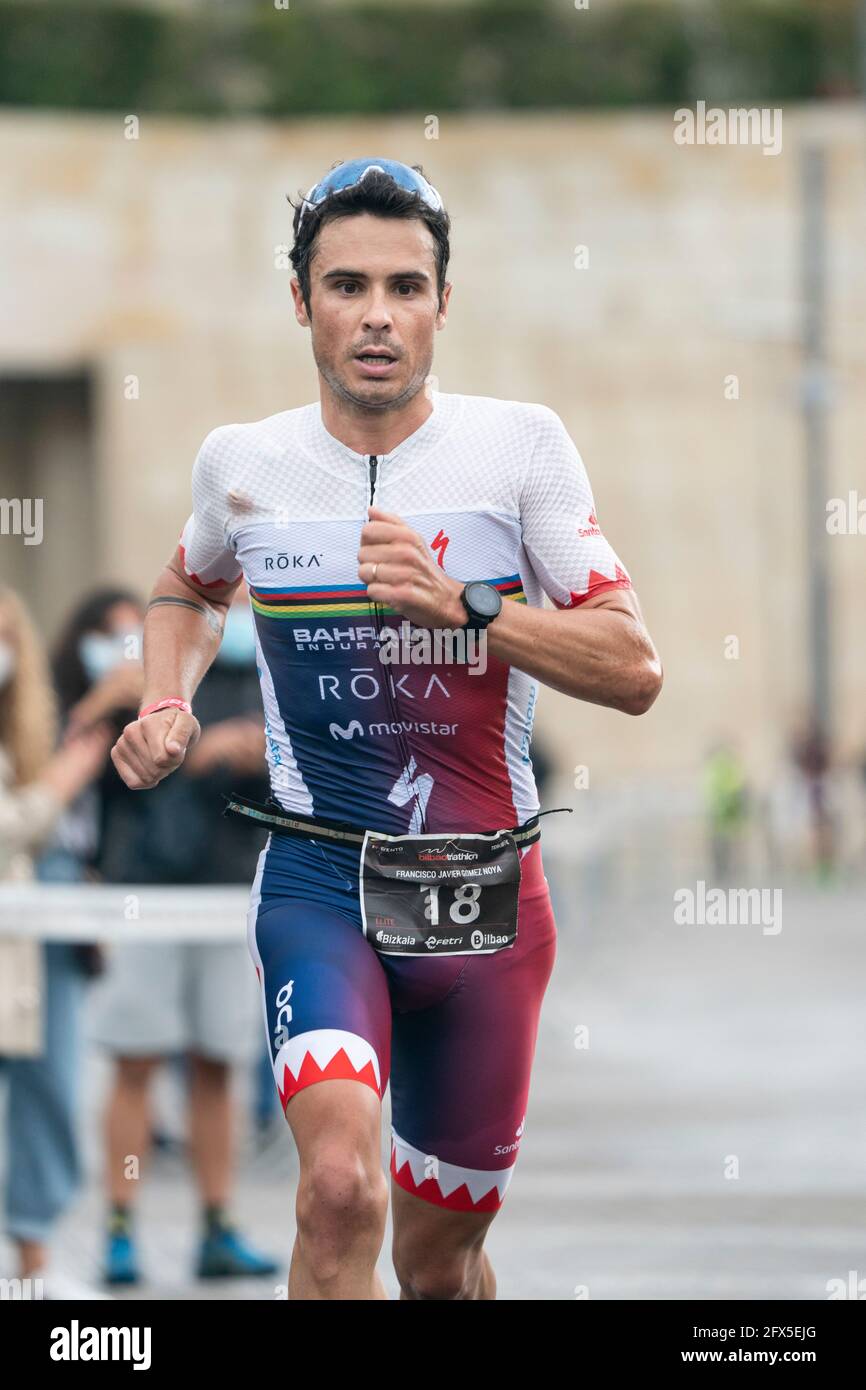 Javier Gomez Noya competing in the 2020 Bilbao Triathlon Stock Photo ...