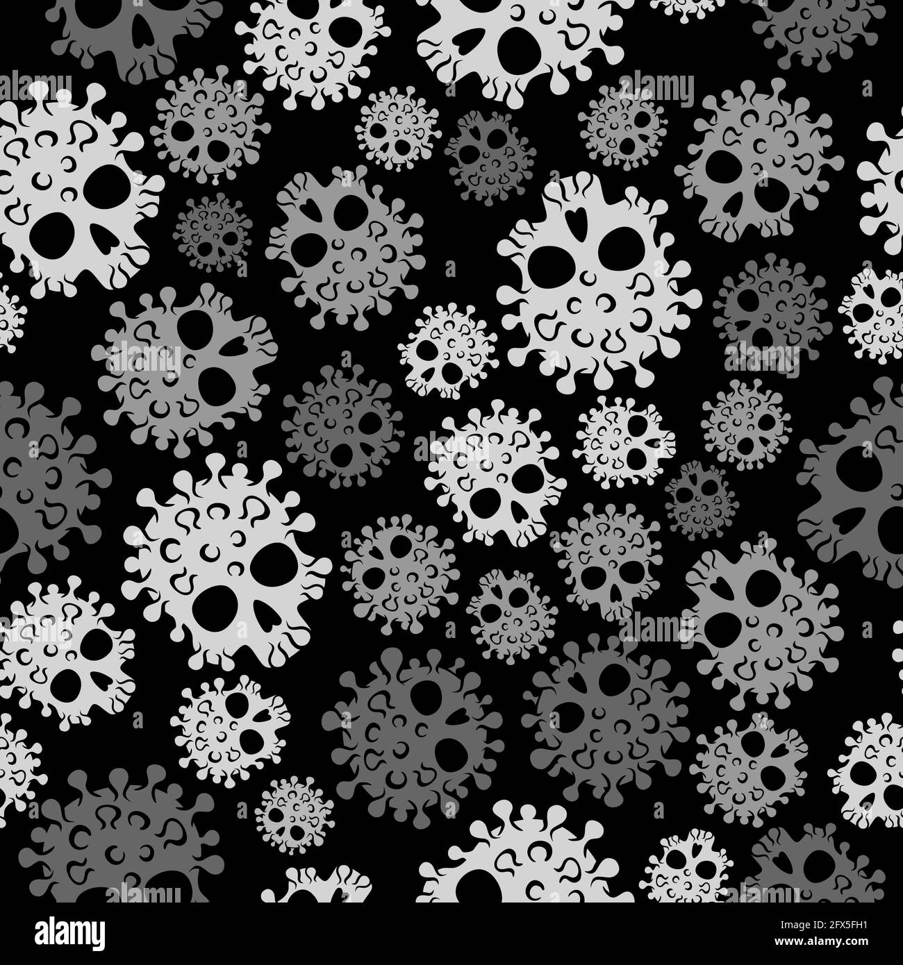 Acid Colorful Seamless texture with coronavirus skull. Corona virus ...