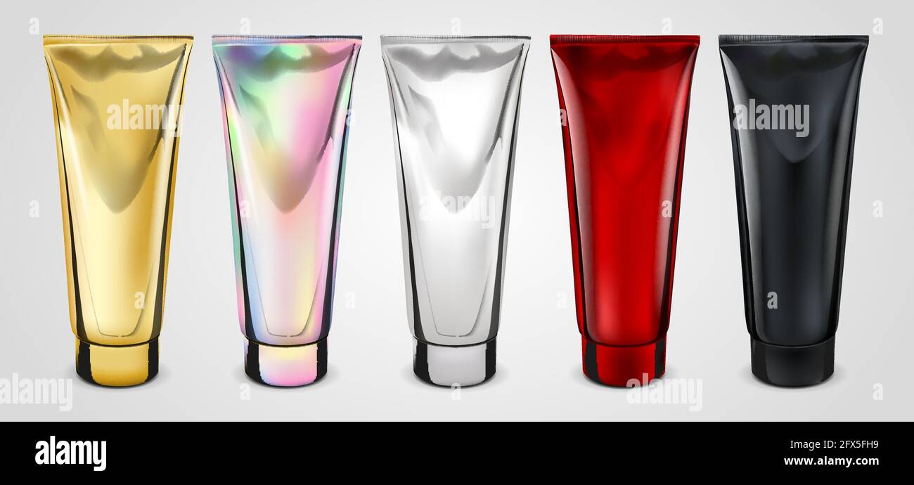 Packing nacre, pearl metallic 3d realistic Tube for Cosmetics Isolated ...