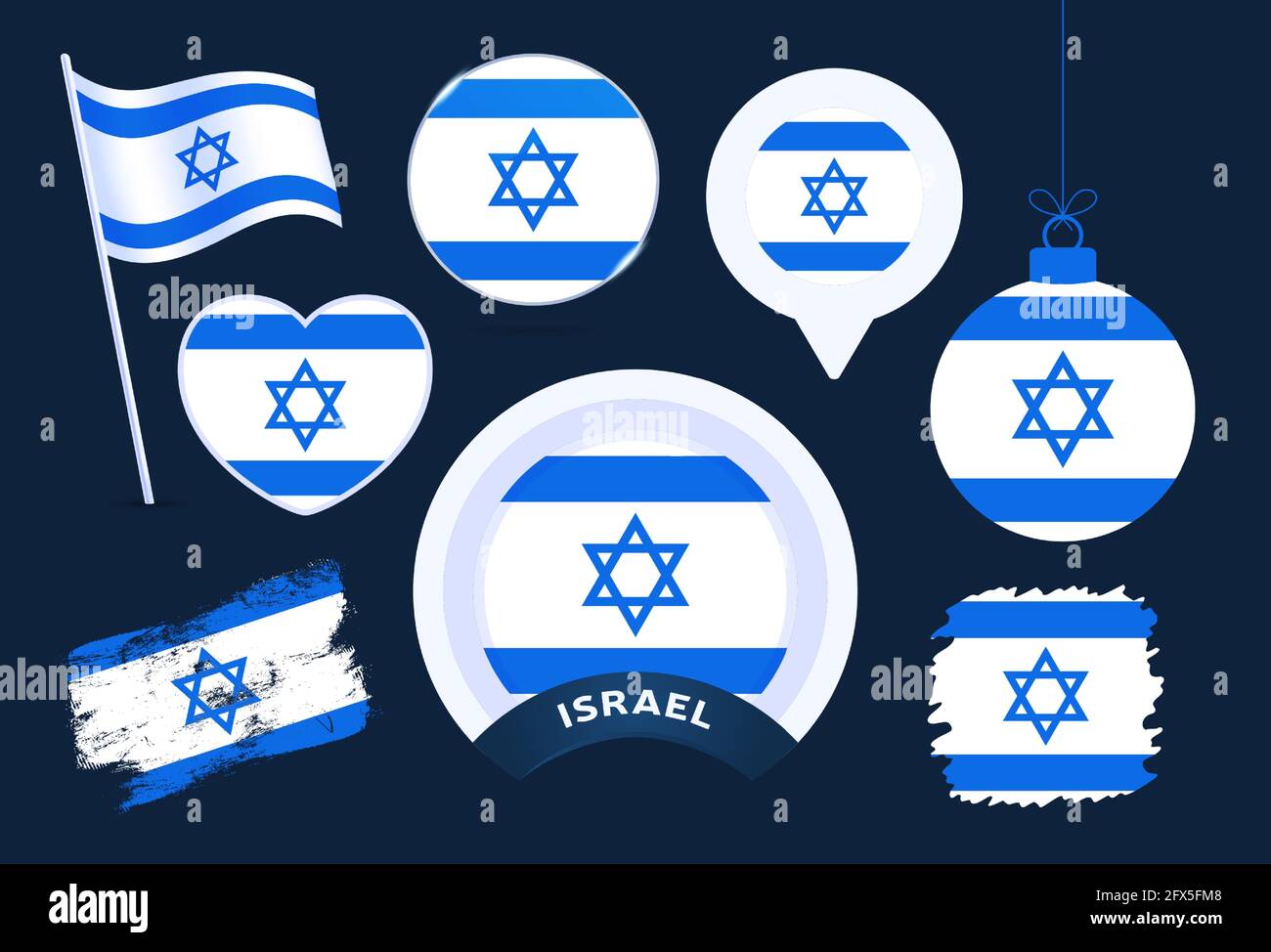 israel flag vector collection. big set of national flag design elements ...