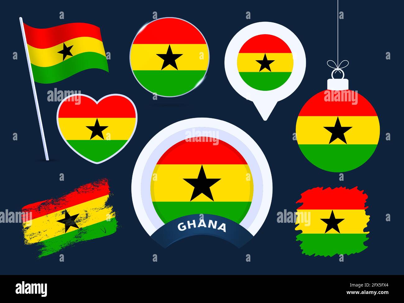 ghana flag vector collection. big set of national flag design elements ...