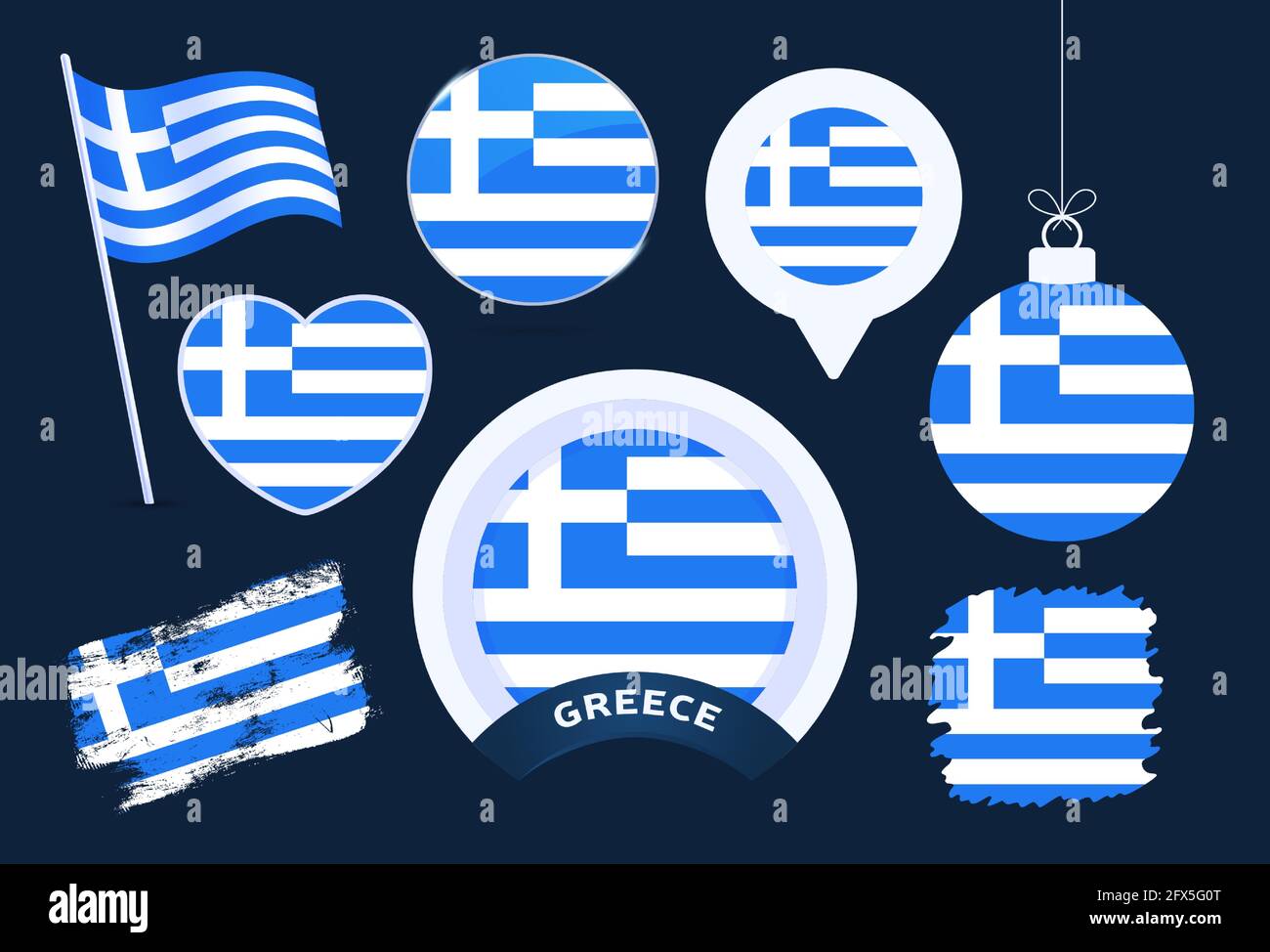 greece flag vector collection. big set of national flag design elements ...