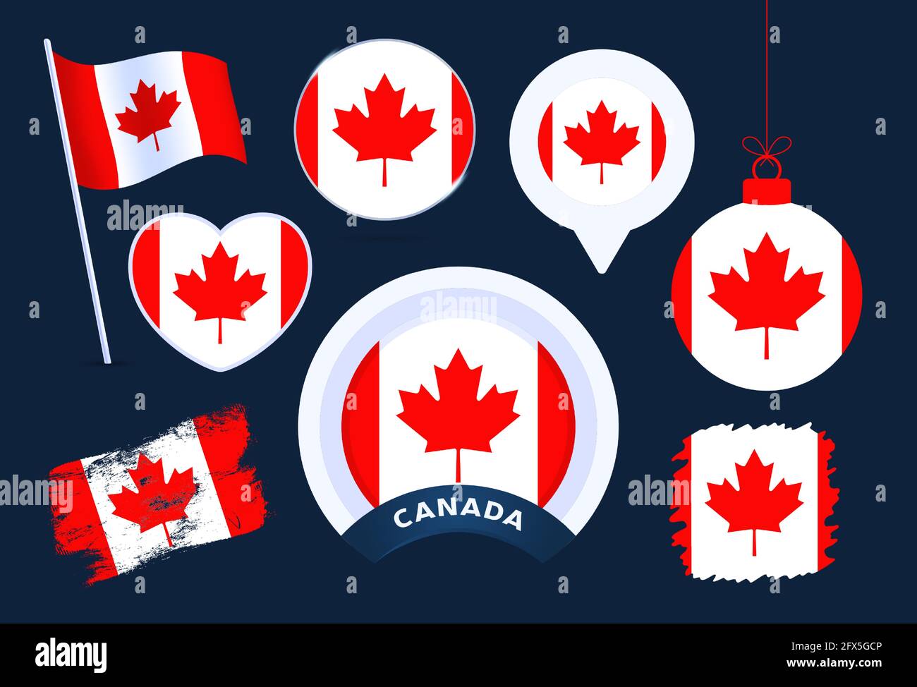 canada flag vector collection. big set of national flag design elements ...