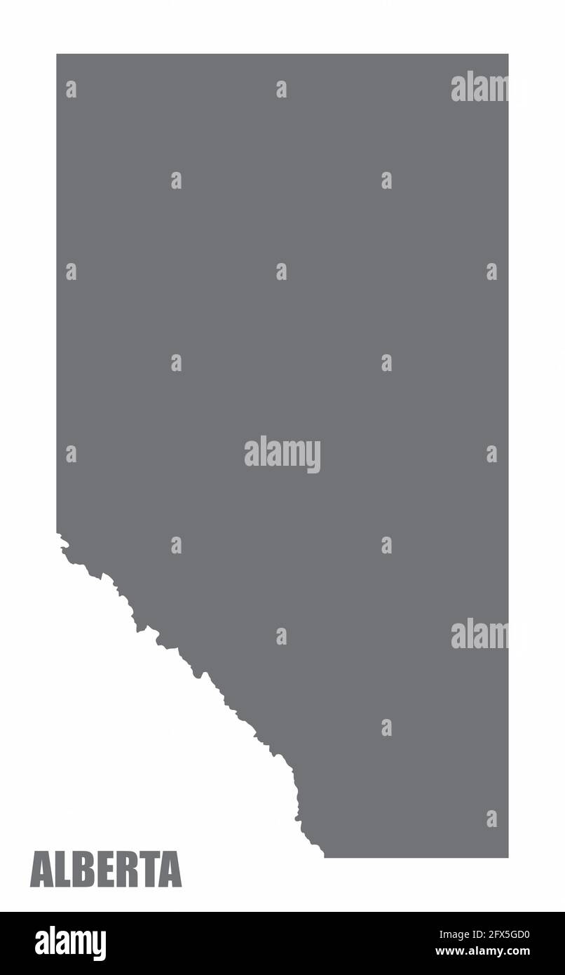 The Alberta province silhouette map isolated on white background ...