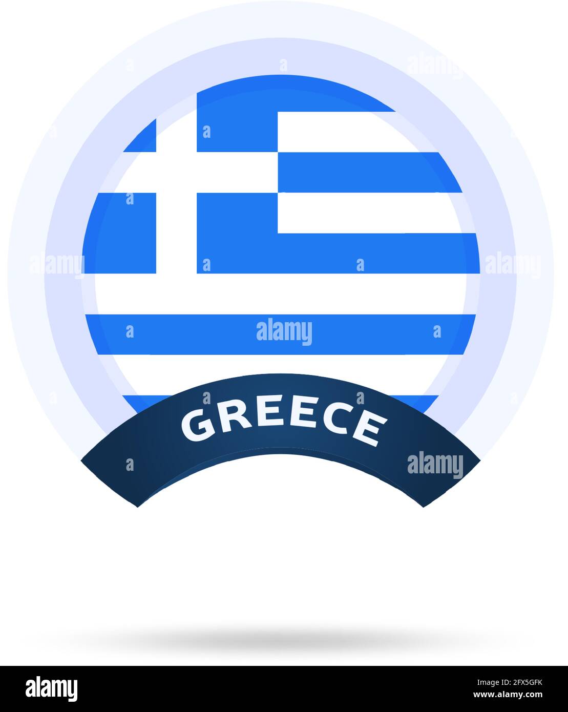 greece national flag Circle button Icon. Simple flag, official colors ...