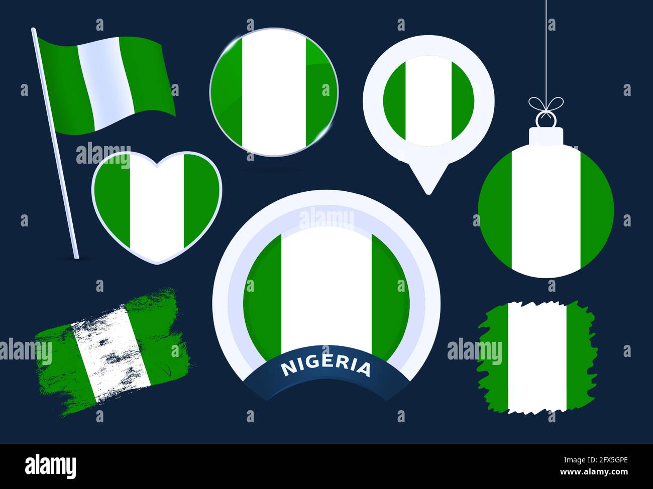 nigeria flag vector collection. big set of national flag design ...