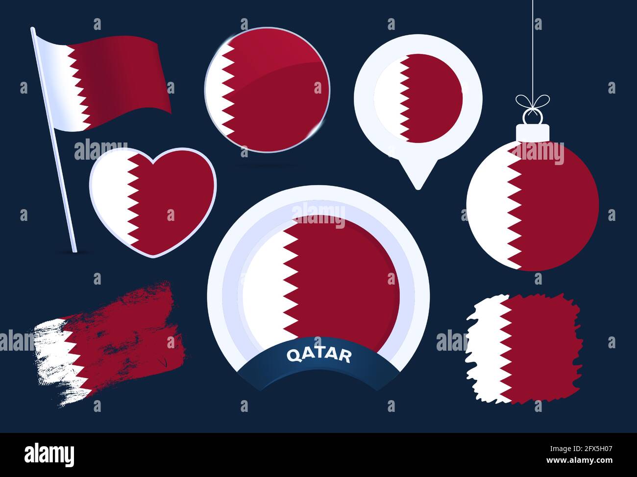 qatar flag vector collection. big set of national flag design elements ...
