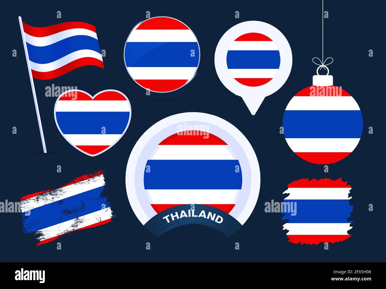 thailand flag vector collection. big set of national flag design ...