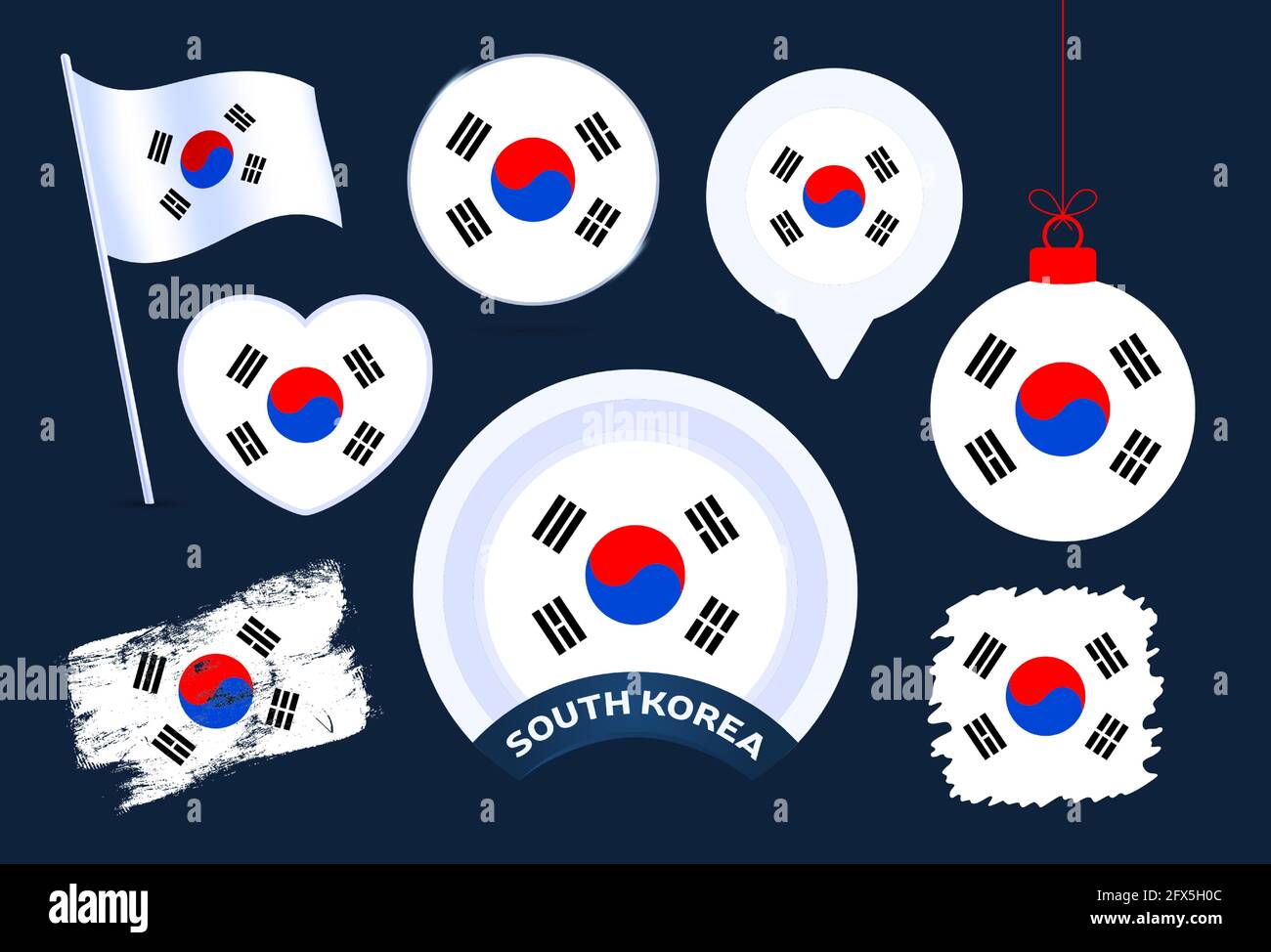 south korea flag vector collection. big set of national flag design ...