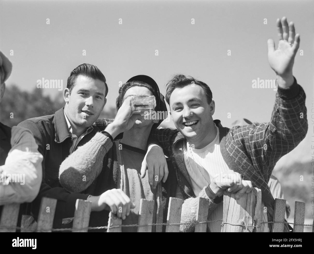 Three Young Men enjoying Vermont State Fair, Rutland, Vermont, USA, Jack Delano, U.S. Office of ...