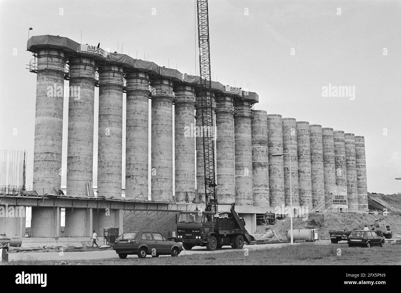 Gigantic windbreak for shipping at Rozenburg lock (Caland Bridge) in ...