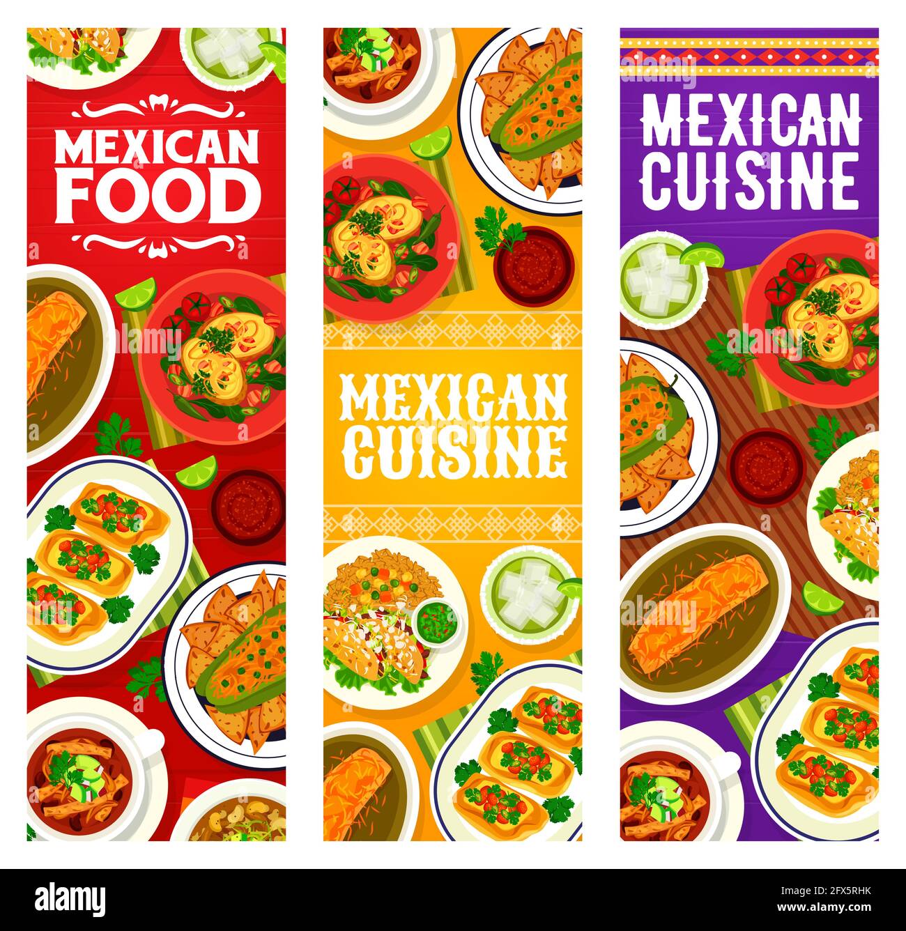 Mexican food, Mexico cuisine dishes and traditional meals, vector ...