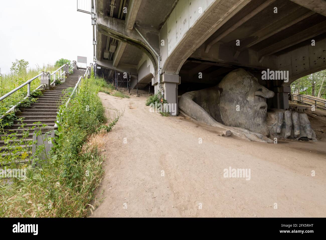 Seattle, USA. 24Th May, 2021. The Fremont Troll under the Aurora bridge ...