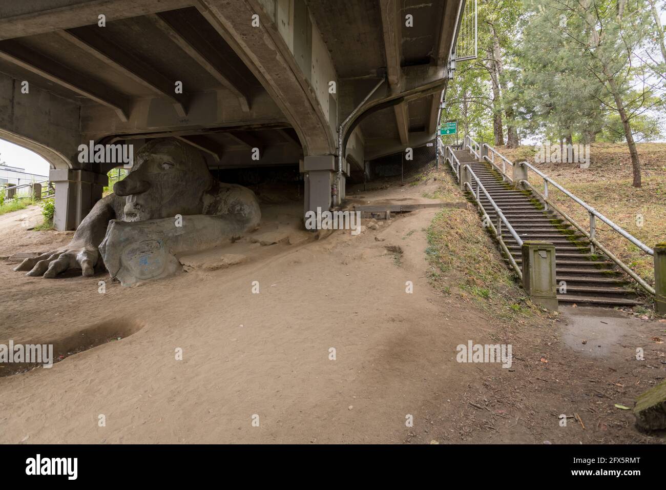 Seattle, USA. 24Th May, 2021. The Fremont Troll under the Aurora bridge ...