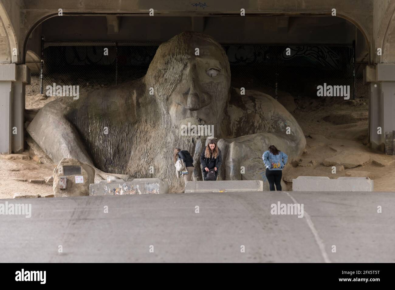 Seattle, USA. 24Th May, 2021. The Fremont Troll under the Aurora bridge ...