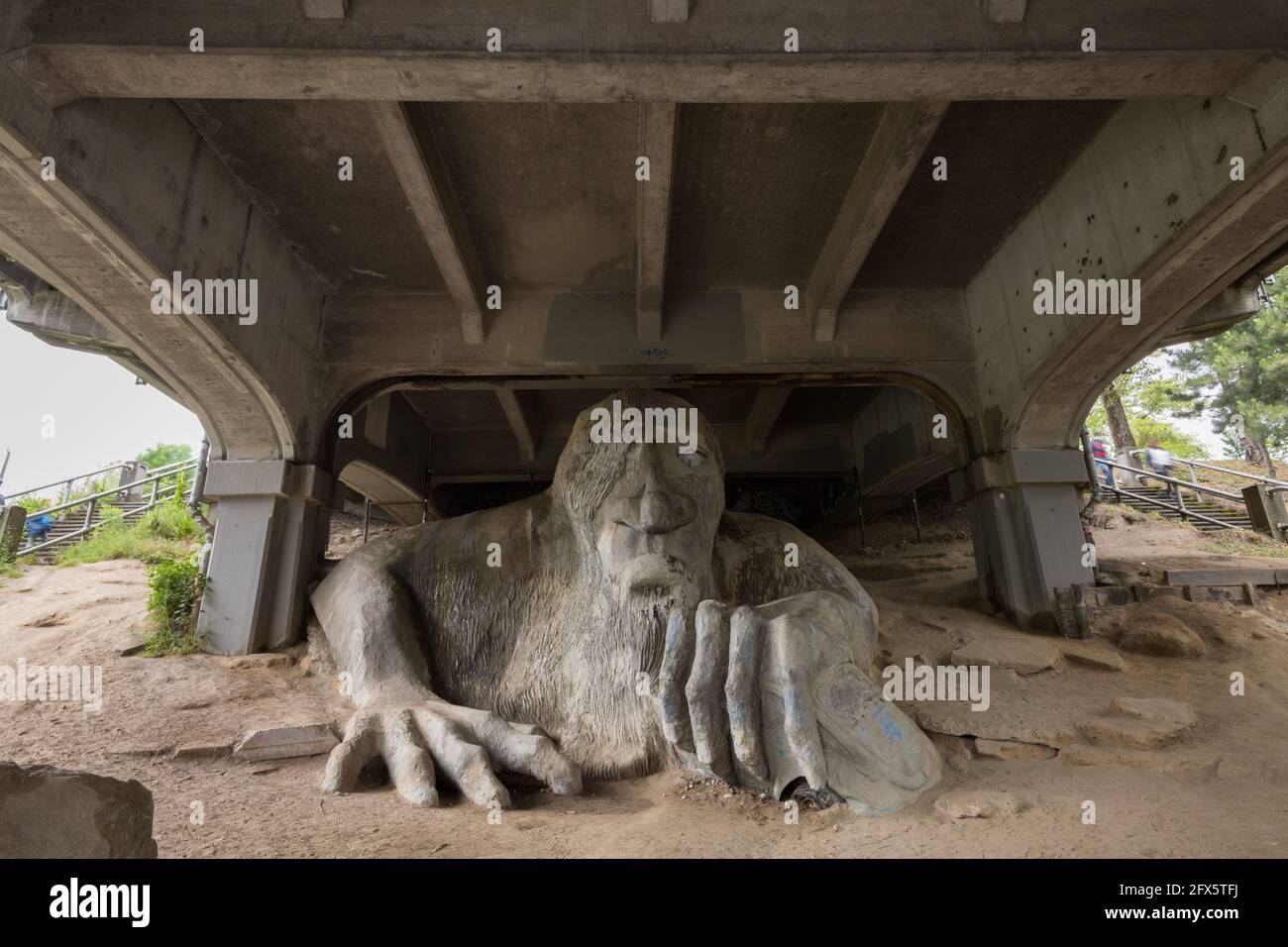 Seattle, USA. 24Th May, 2021. HDR of the Fremont Troll under the Aurora ...