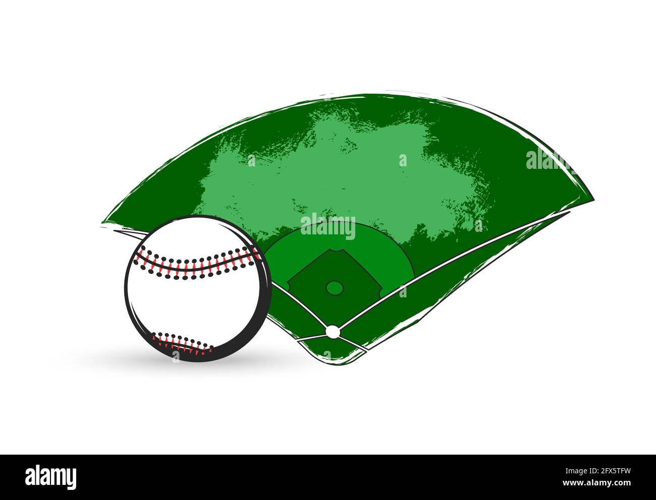 Baseball sport game vector ball and diamond play field of stadium or ...