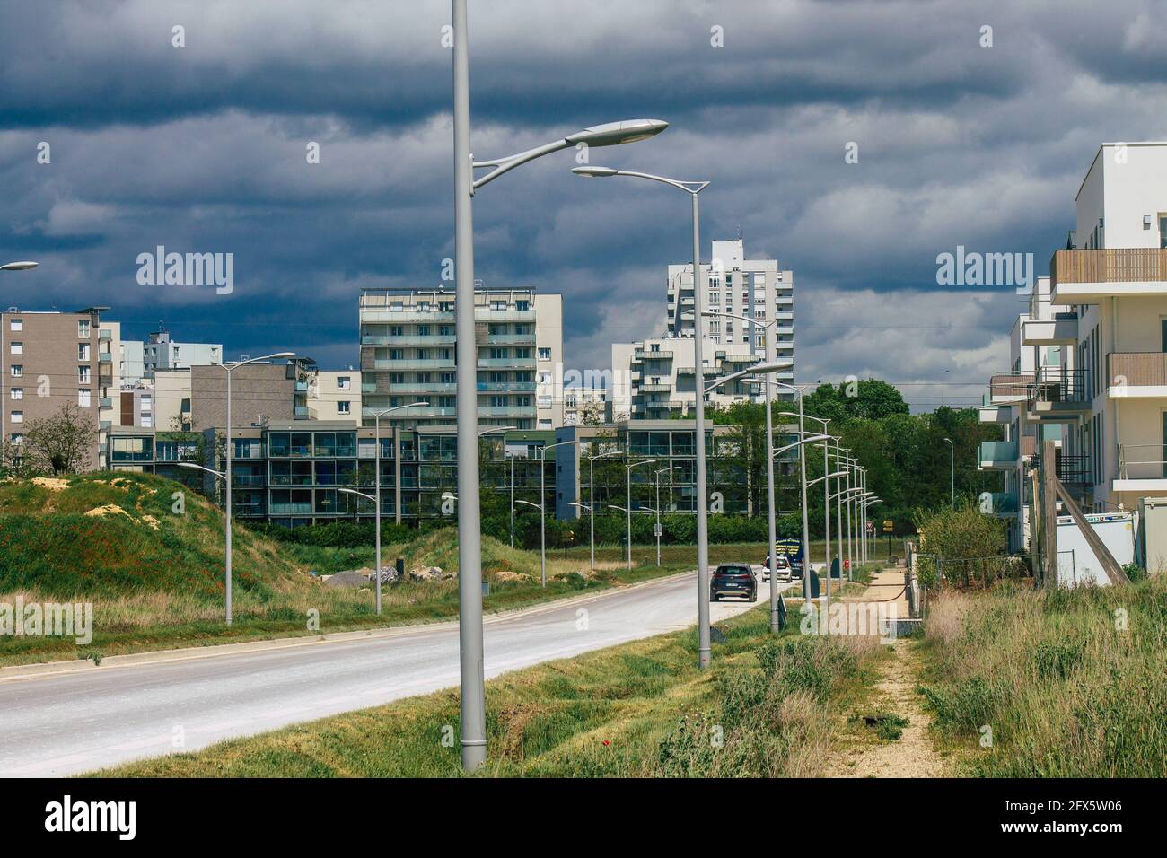 Reims France May 25, 2021 Urban landscape of the city of Reims, a city ...