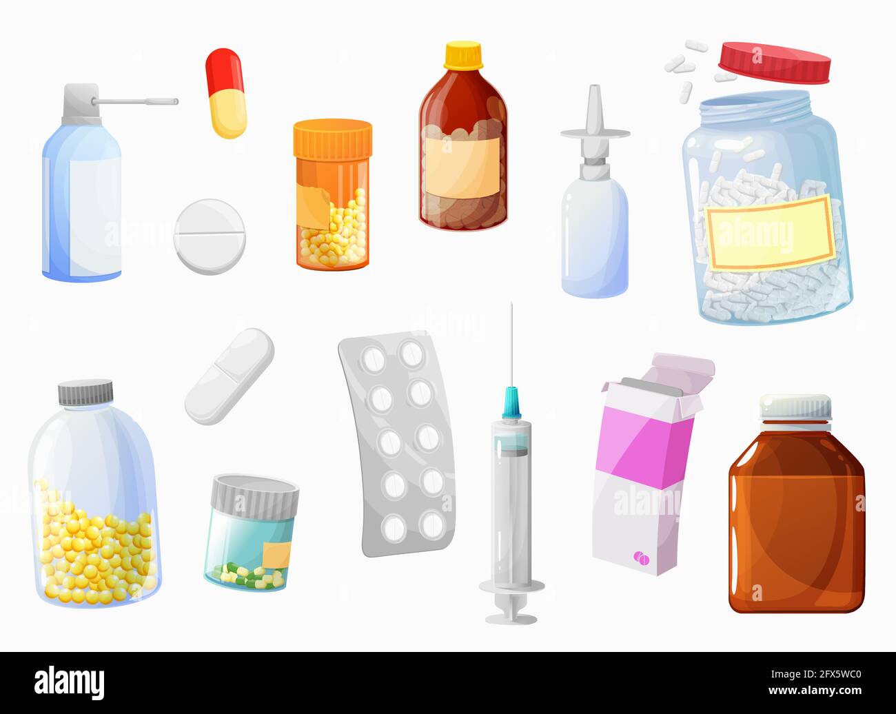 Cartoon pills, drugs and medicaments vector of pharmaceutical packaging ...