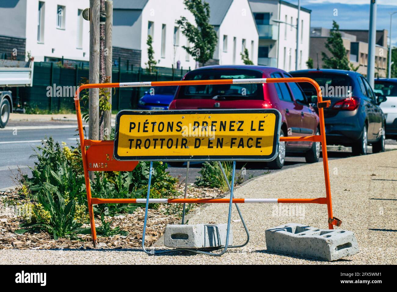 Reims France May 25, 2021 Street sign or road sign, erected at the side ...