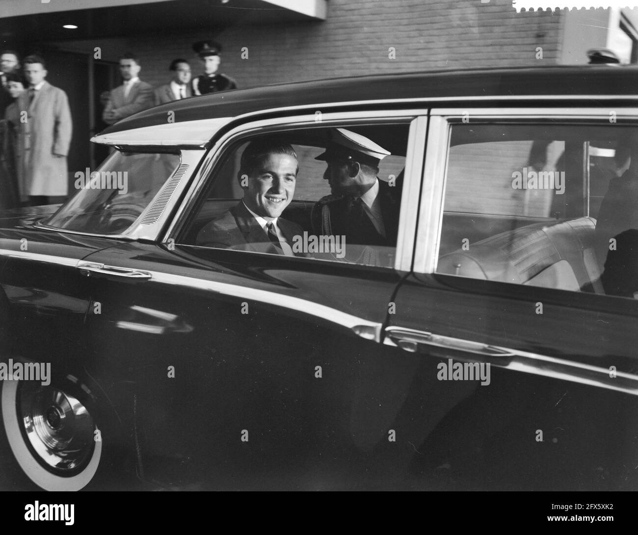 Greek Crown Prince Constantine in the Netherlands, in car, July 1, 1960 ...