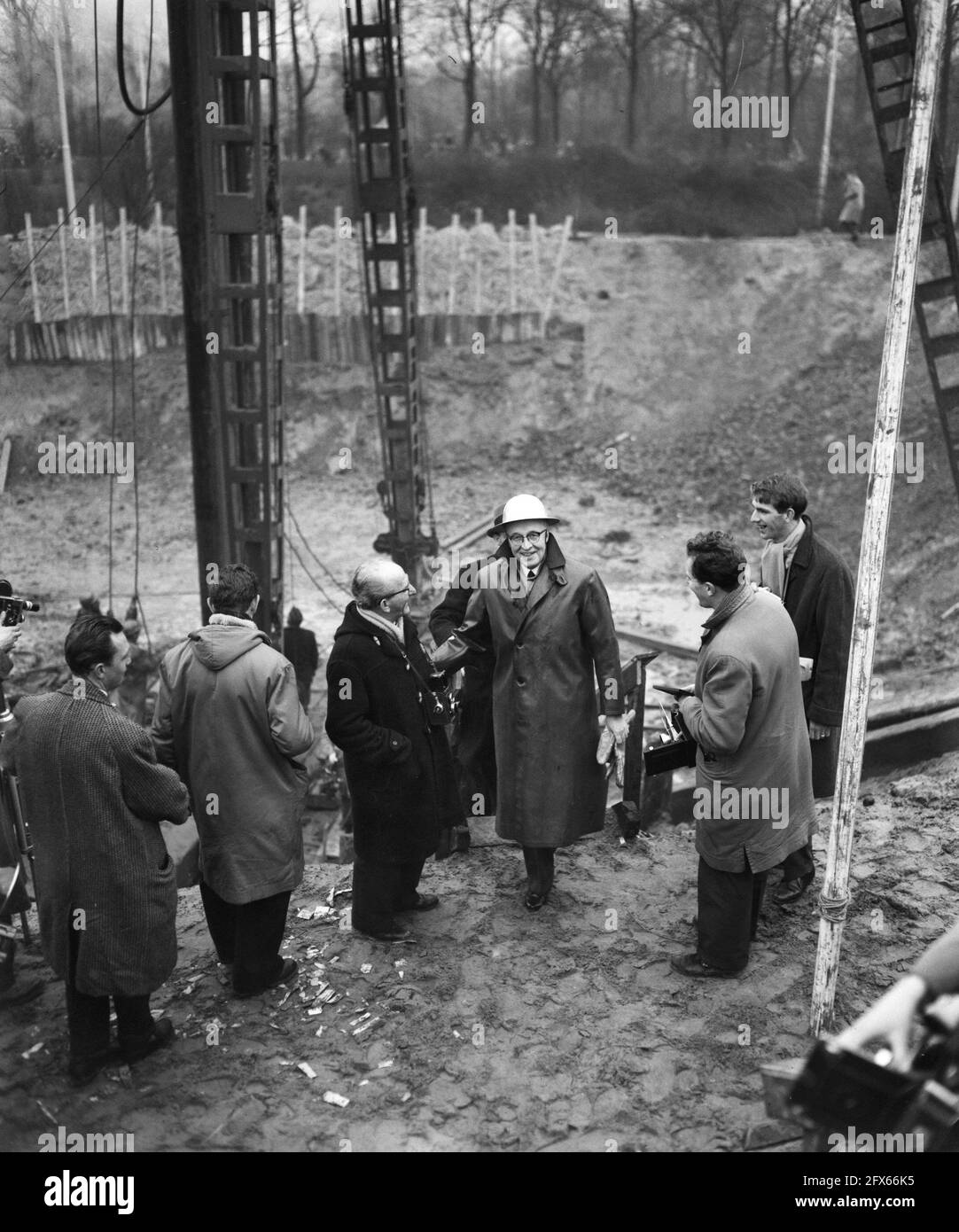 Driving of the first pile of the Euromast by mayor Van Walsum, December ...