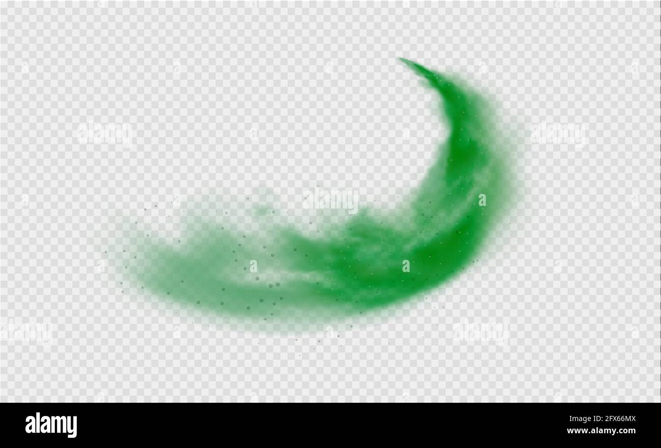 Green fog or smoke. Green dust with particles. Smoke or dust isolated ...