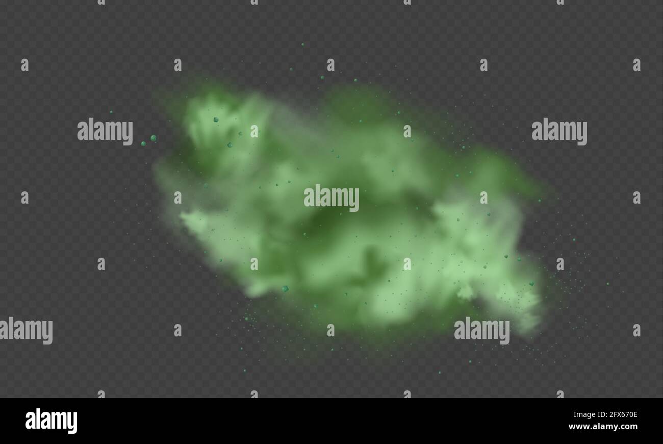 Green dust. Abstract blurry smoke with green particles. Smoke or dust ...