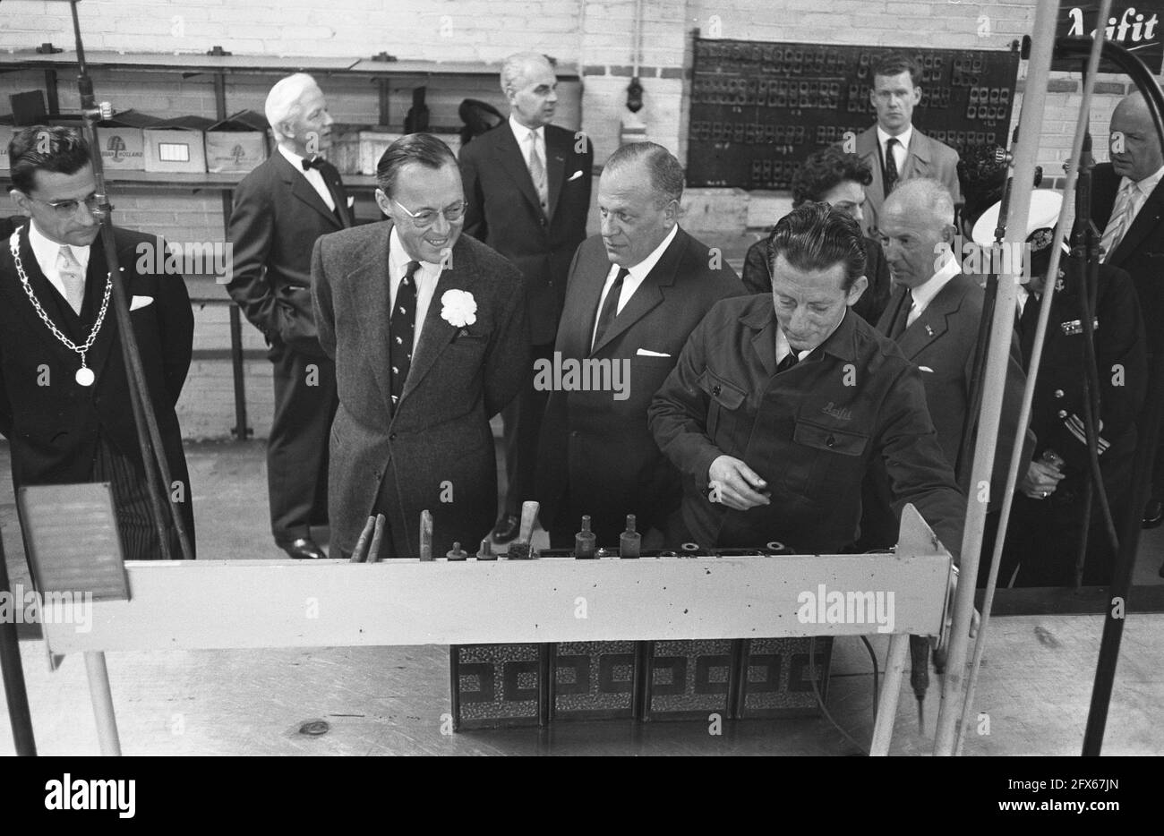 Prince Bernhard opens Dutch Accumul.factory ACIFIT in Diemen, May 10 ...