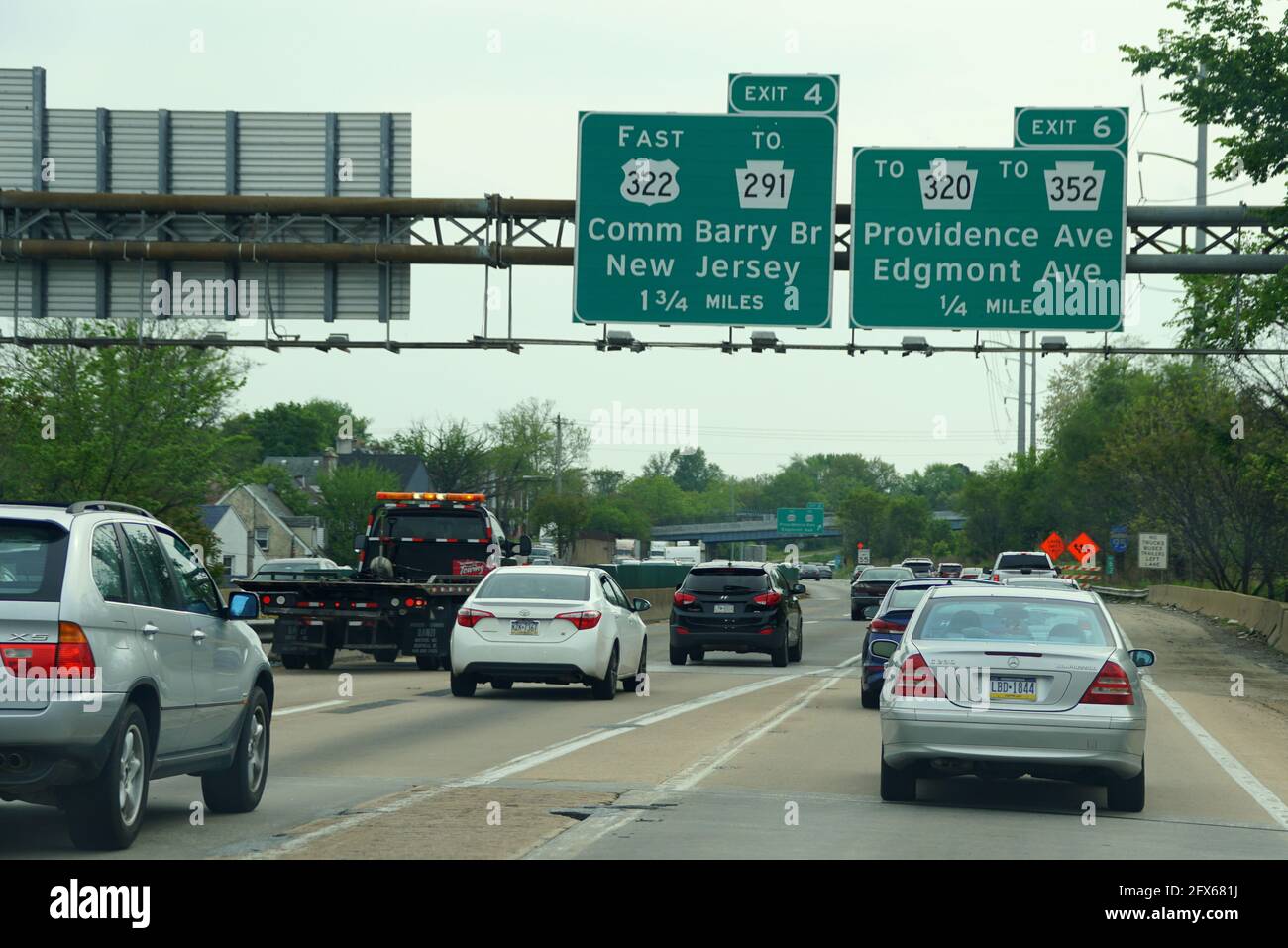 Chester, Pennsylvania, U.S.A - May 17, 2021 - Traffic jammed on Interstate 95 South towards ...