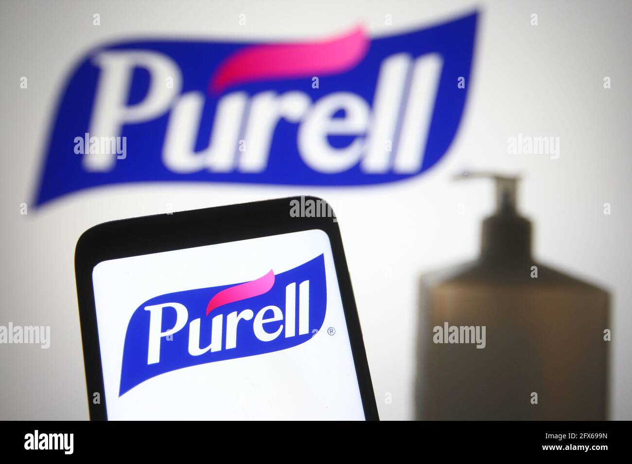In this photo illustration, Purell logo of the US brand of hand ...