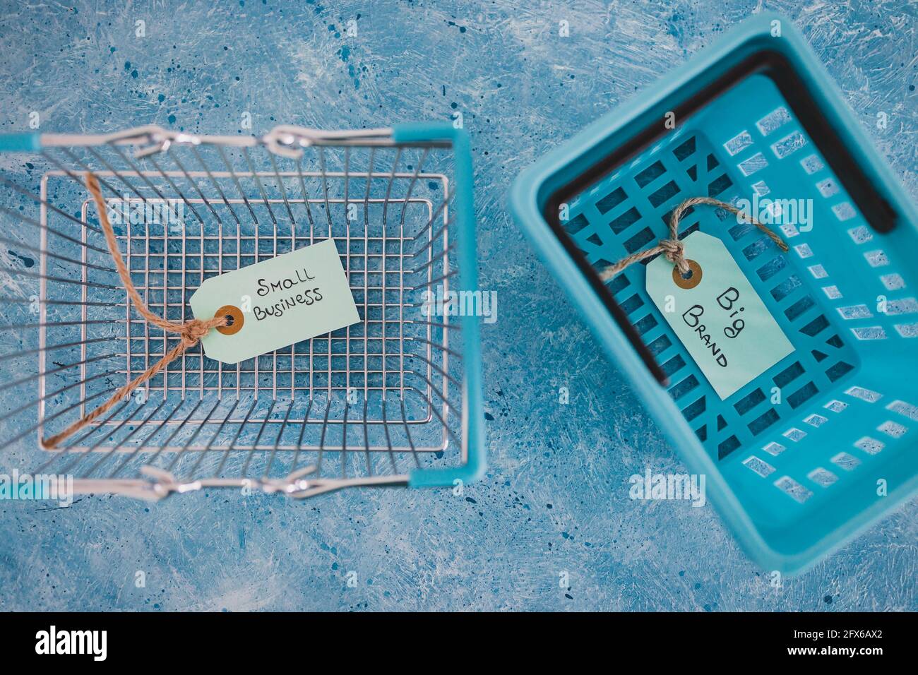 product tags with small business vs big brand texts over shopping ...