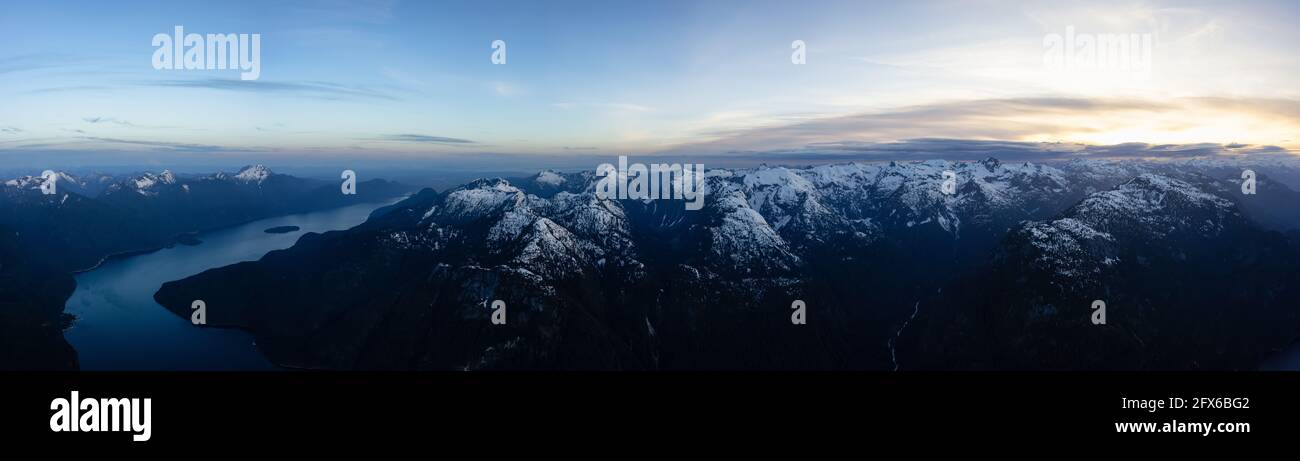 Aerial Panoramic View from Airplane of Canadian Mountain Landscape ...