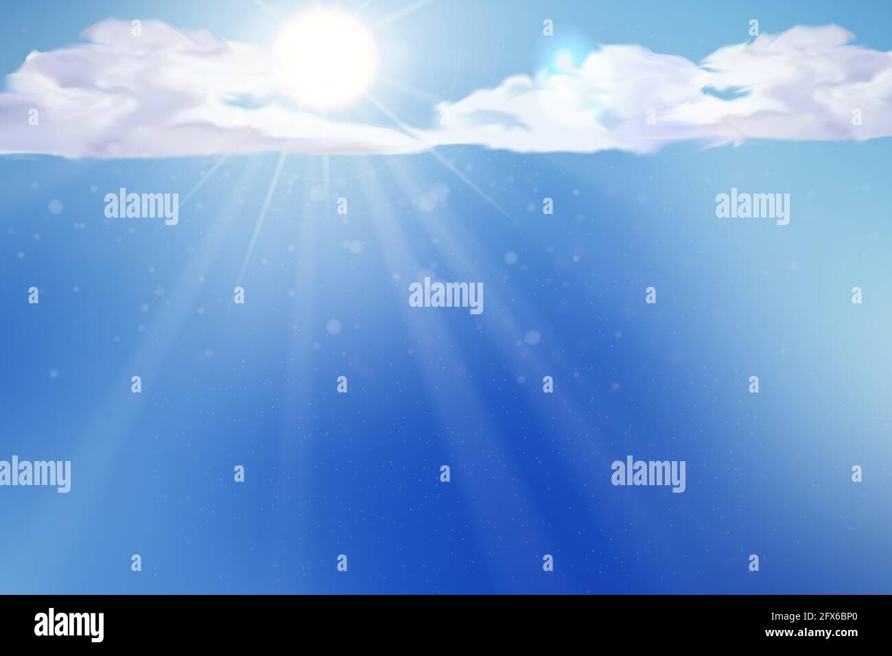 Vector sky with clouds and sun background Stock Vector Image & Art - Alamy