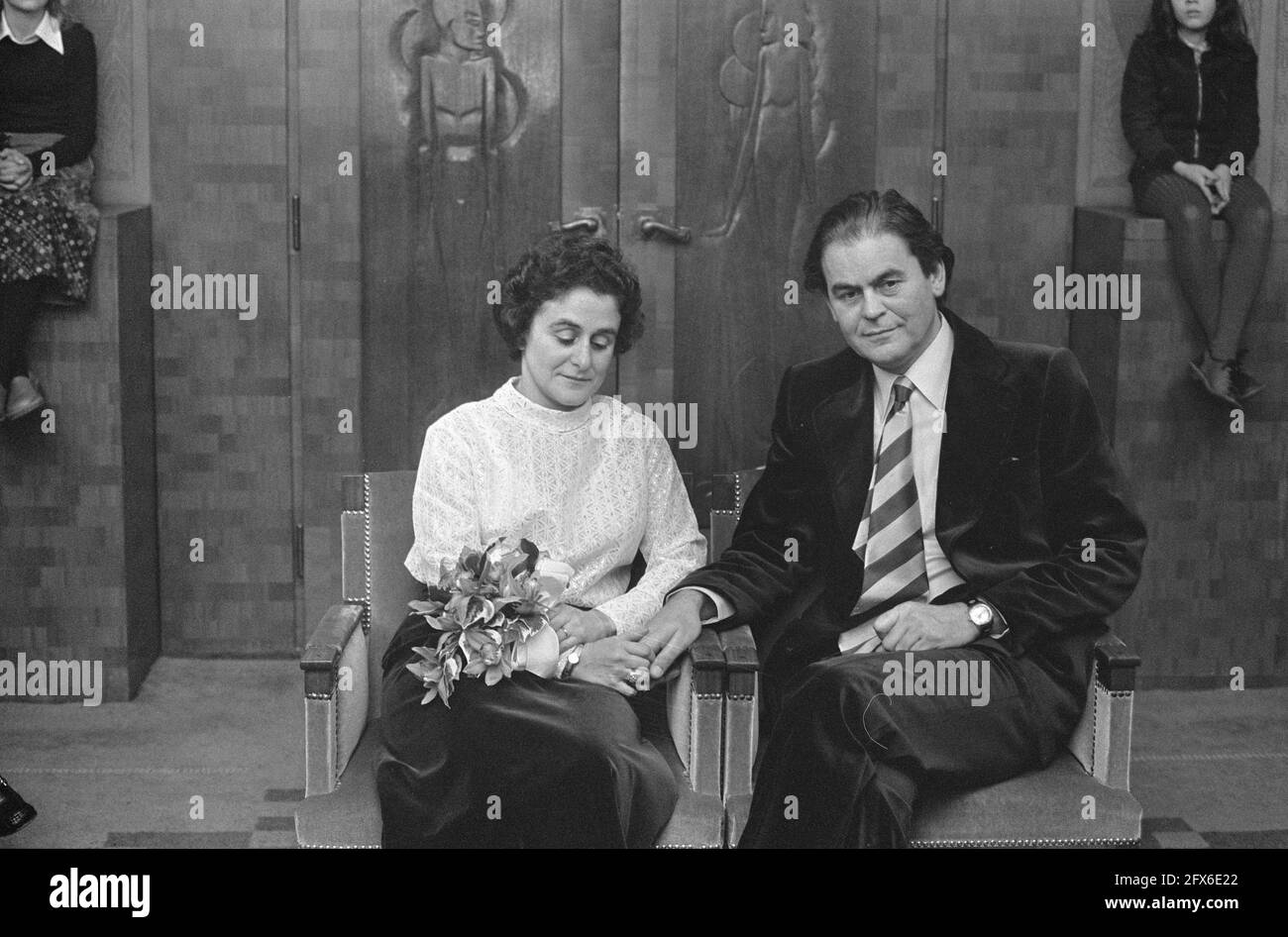 The couple in the wedding hall, January 10, 1974, couples, marriages ...