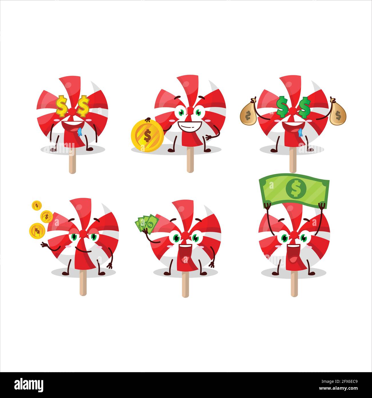 Red white peppermint lolipop cartoon character with cute emoticon bring ...