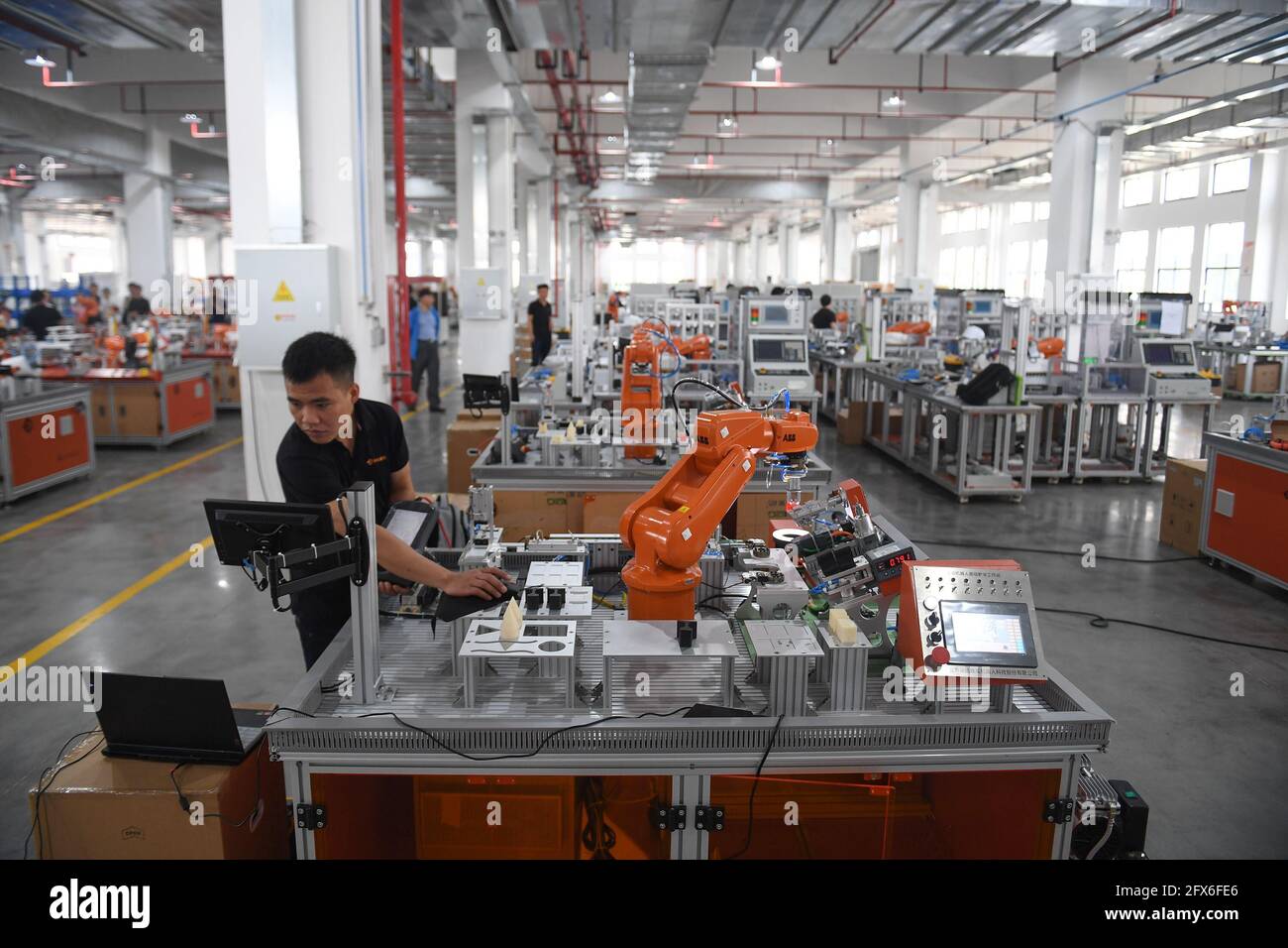 Jiashan, China. 26th May, 2021. The mobile phone chip product factory ...