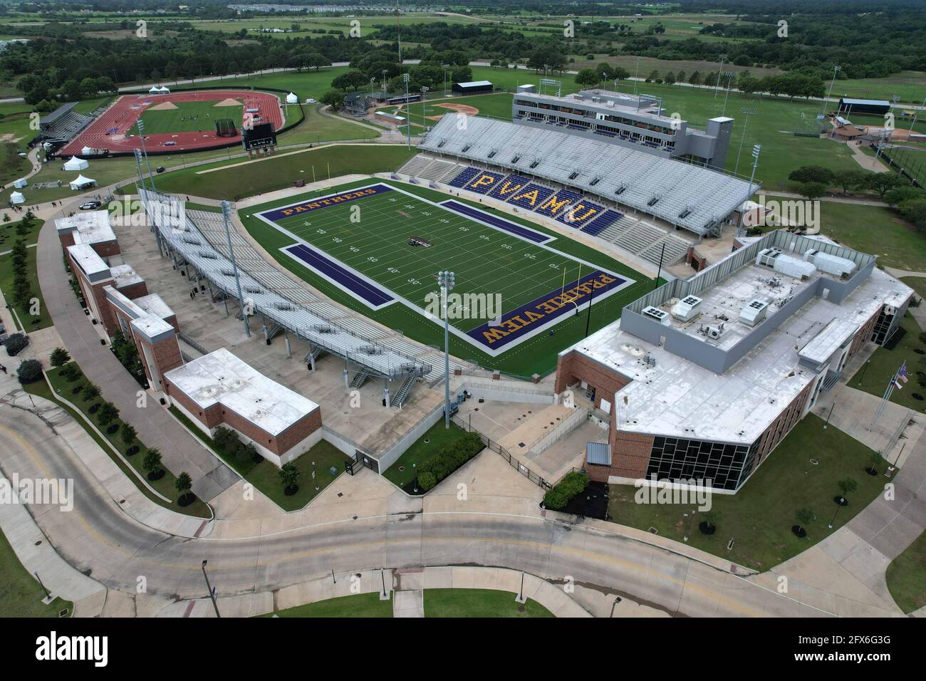 An aerial view of Panther Stadium at Blackshear Field on the campus of ...