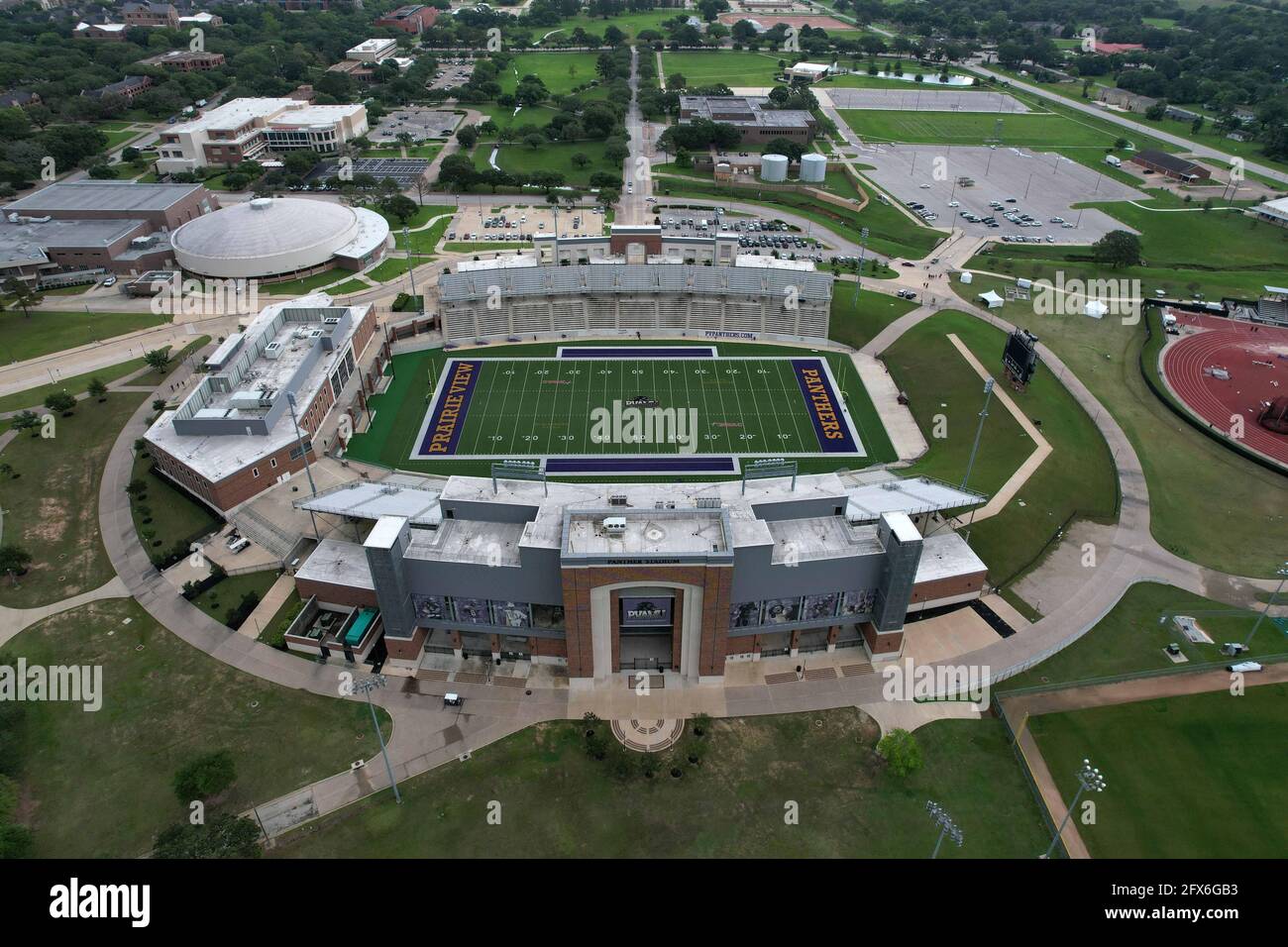An aerial view of Panther Stadium at Blackshear Field on the campus of ...